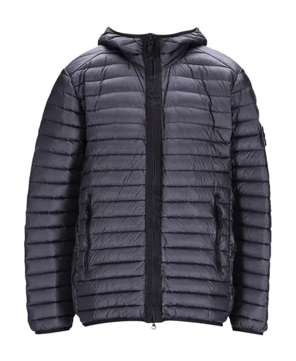 Stone Island Zip-up Puffer Jacket With Hood - Black