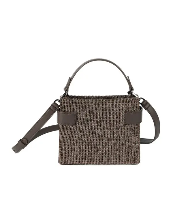 Brunello Cucinelli Precious Net Embroidered Essence Small Top-handle Bag - Brown