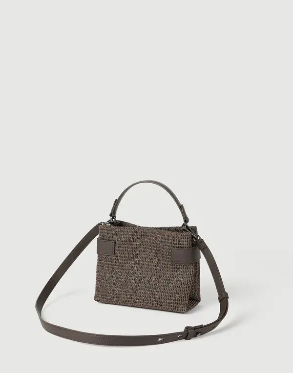 Brunello Cucinelli Precious Net Embroidered Essence Small Top-handle Bag - Brown
