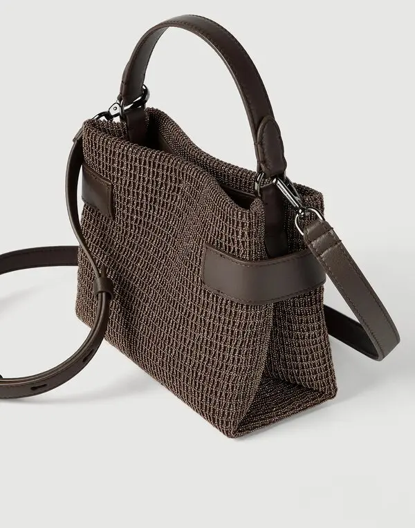 Brunello Cucinelli Precious Net Embroidered Essence Small Top-handle Bag - Brown