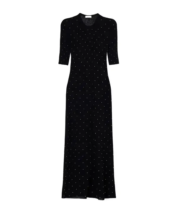 Rabanne Embellished Wool Blend Knit Maxi Dress