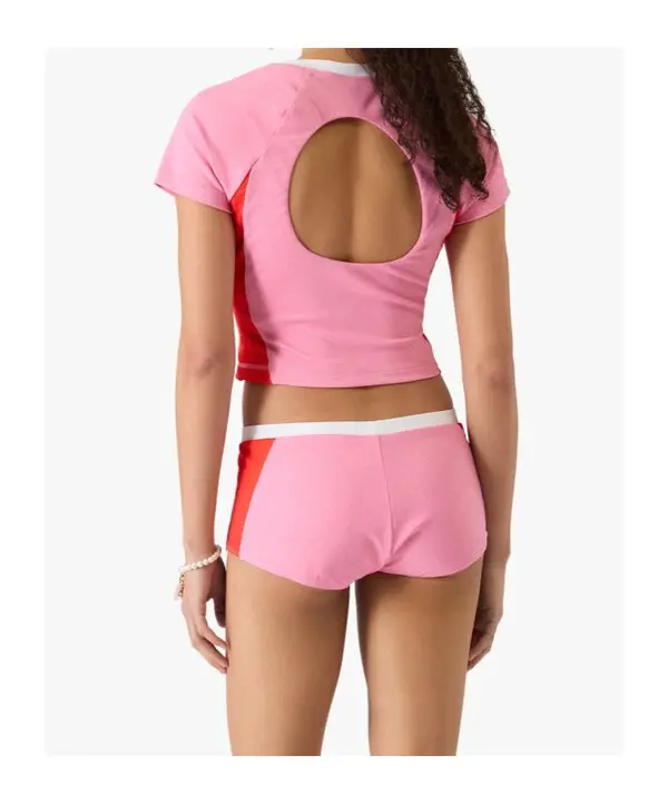 Casablanca Cropped T-shirt With Open Back And Letter Print
