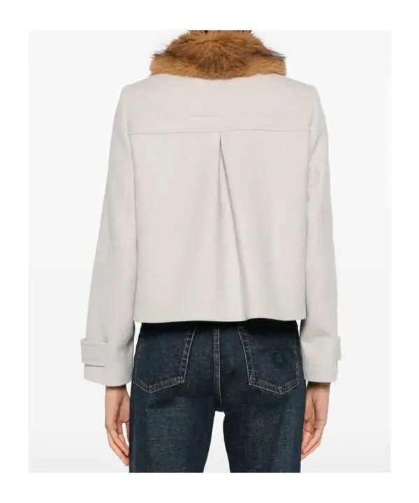 Ba&sh Terry Button-fastening Coat With Fur Collar - White
