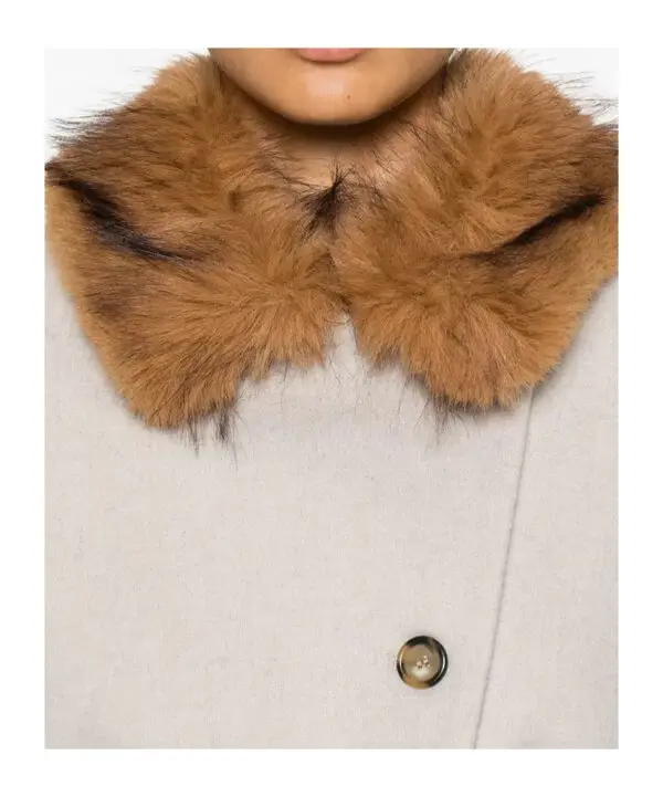 Ba&sh Terry Button-fastening Coat With Fur Collar - White