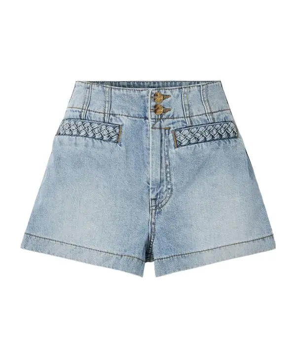 Zimmermann Skylark High-waisted Denim Shorts - Light Denim Blue