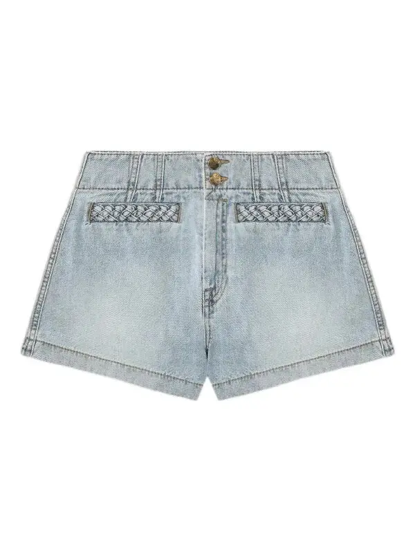 Zimmermann Skylark High-waisted Denim Shorts - Light Denim Blue