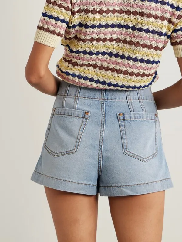 Zimmermann Skylark High-waisted Denim Shorts - Light Denim Blue