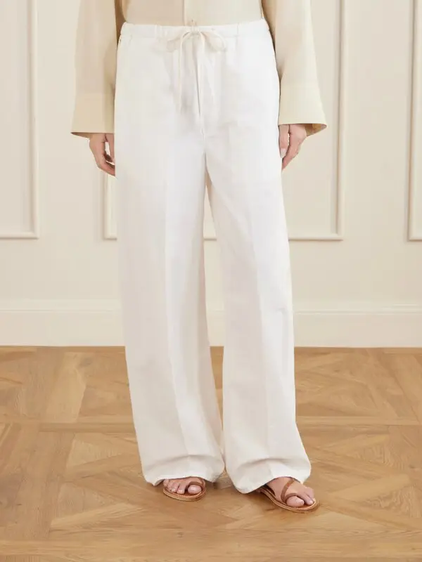 Citizens Of Humanity Aurora Cotton And Linen-blend Wide-leg Pants - Cream