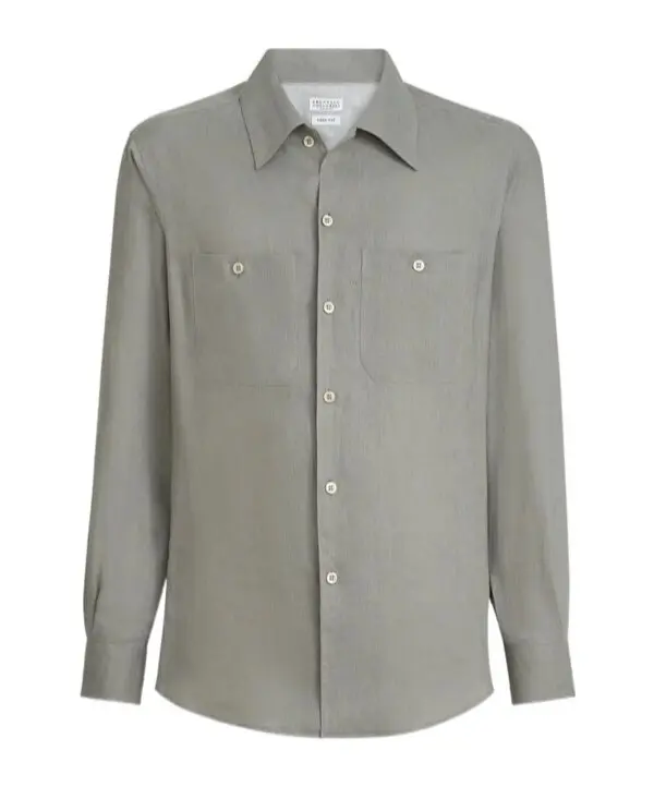 Brunello Cucinelli Pocket Detailed Easy Fit Shirt