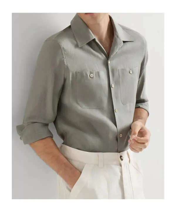 Brunello Cucinelli Pocket Detailed Easy Fit Shirt