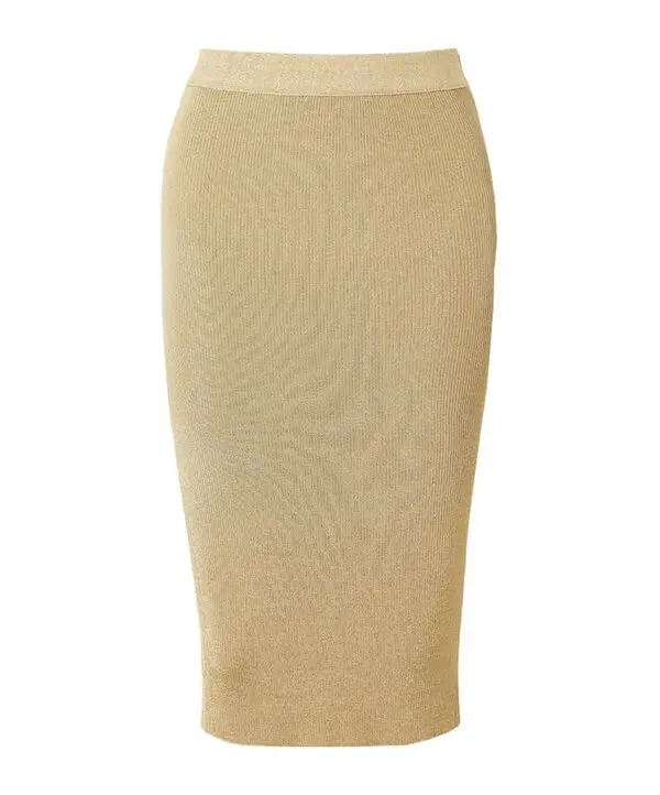Stella McCartney Metallic Ribbed-knit Midi Skirt