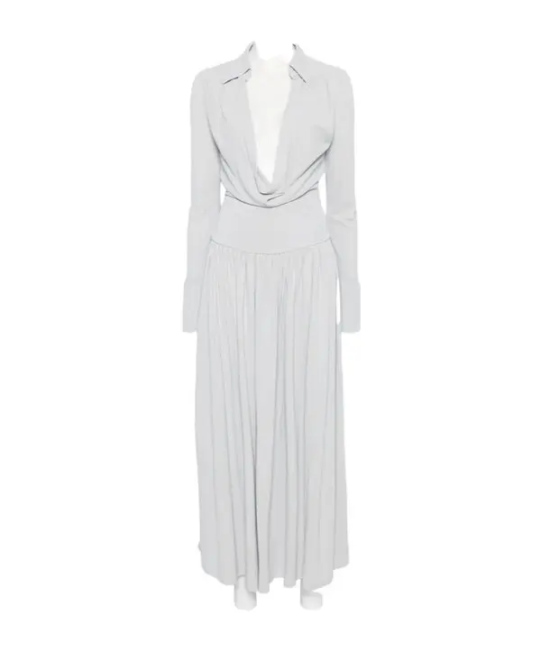 AYA MUSE V-neck Long Sleeve Pleated Maxi Dress