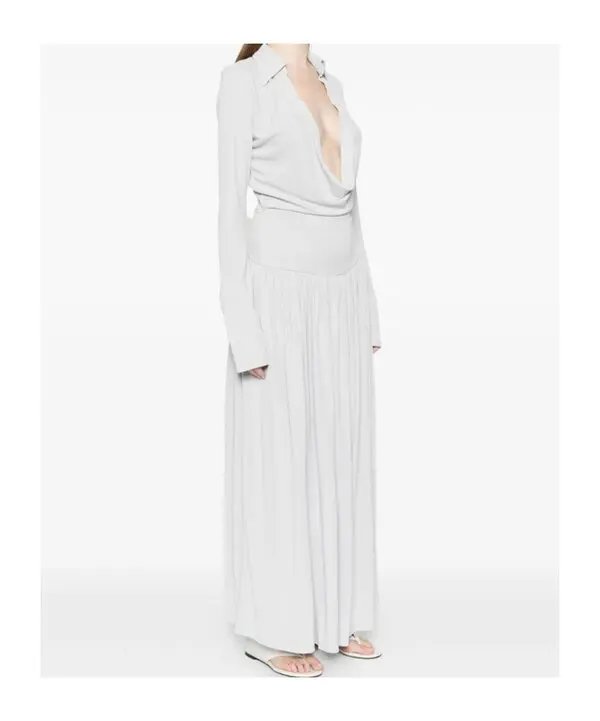 AYA MUSE V-neck Long Sleeve Pleated Maxi Dress