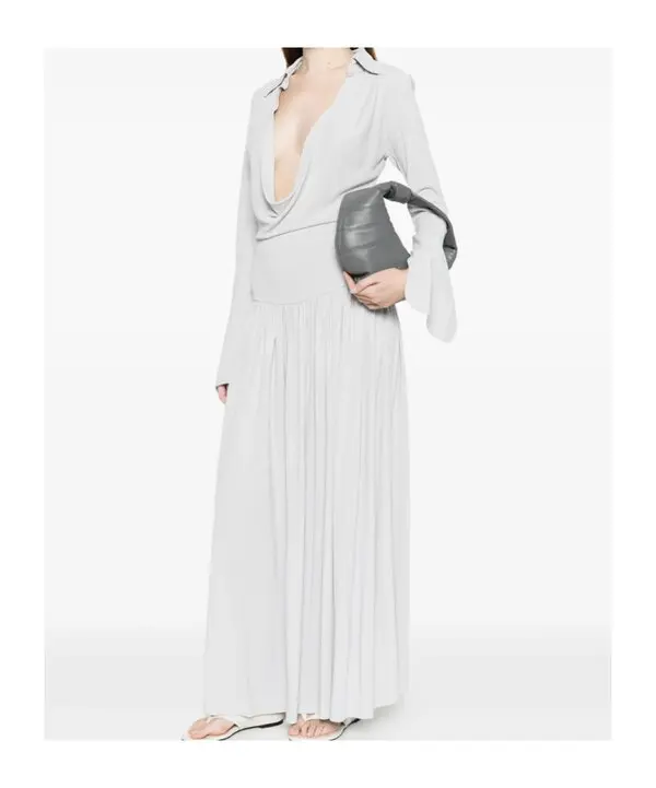AYA MUSE V-neck Long Sleeve Pleated Maxi Dress