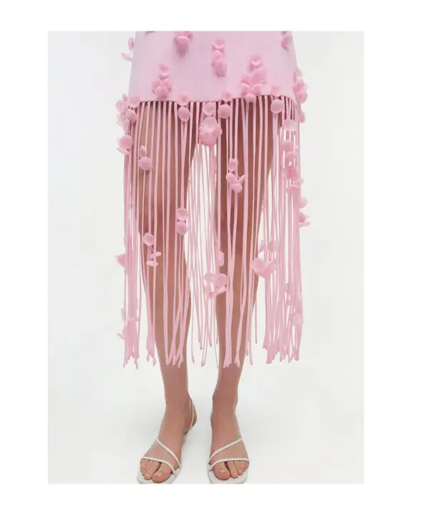 Simkhai Juliana Floral Fringed Midi Dress - Tulip