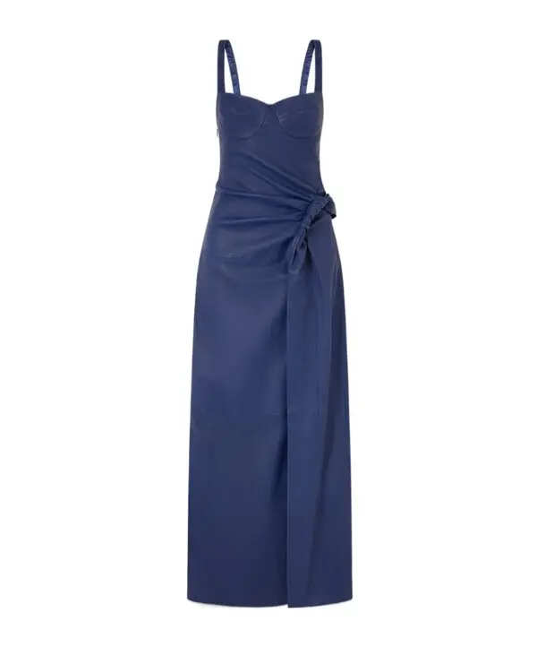 Simkhai Pleated Leather Midi Dress