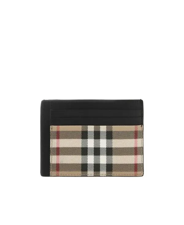Burberry Check Printed Buckle Card Holder - Black