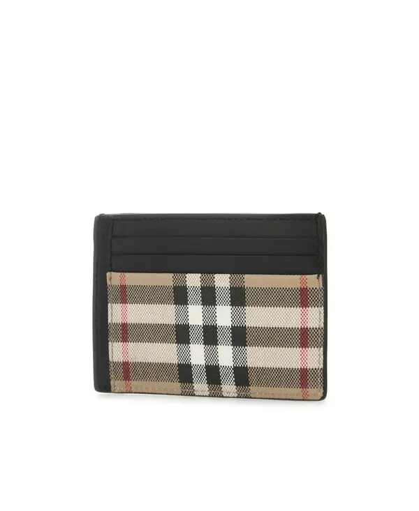 Burberry Check Printed Buckle Card Holder - Black