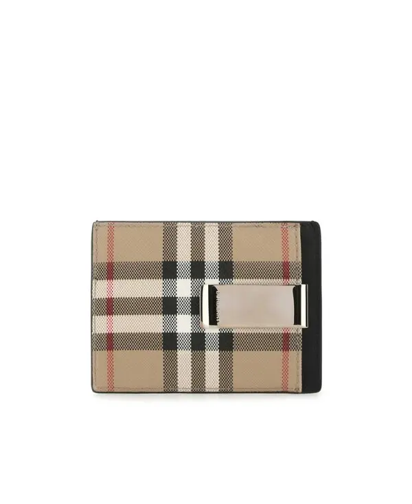 Burberry Check Printed Buckle Card Holder - Black