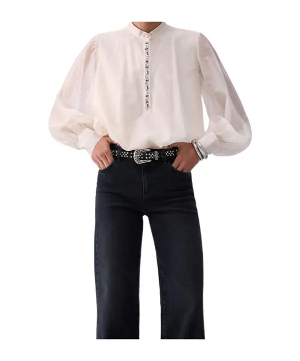 Liu Jo Embellished Mandarin Collar Shirt - White