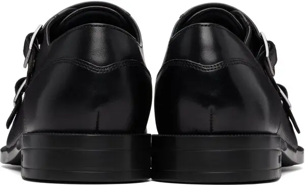 Hugo Boss Double Buckle Leather Shoes With Perforated Details