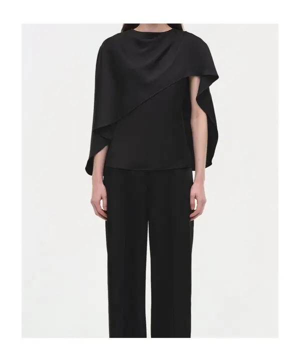 Simkhai Eliora Draped Cape Top - Black