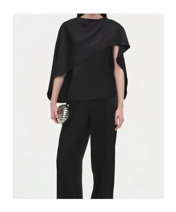 Simkhai Eliora Draped Cape Top - Black