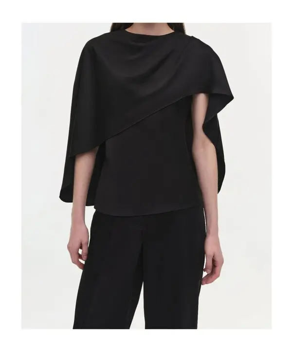 Simkhai Eliora Draped Cape Top - Black