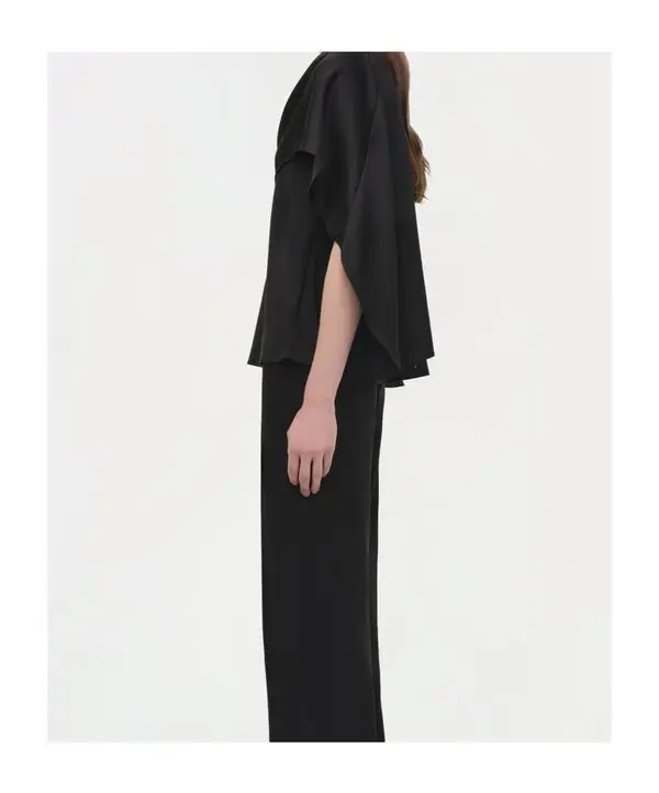 Simkhai Eliora Draped Cape Top - Black