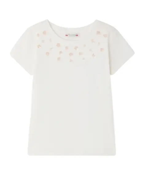 Bonpoint Short Sleeve T-shirt With Floral Sequin Detail