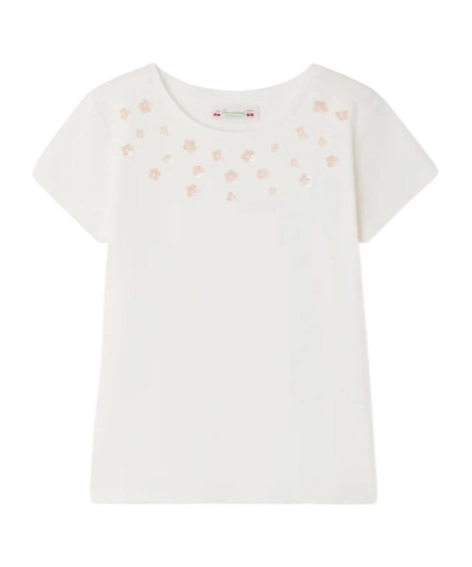 Bonpoint Alcala Floral Embellished T-shirt - Off-white