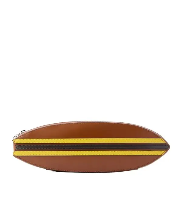 Staud Surfboard Striped Leather Clutch - Brown