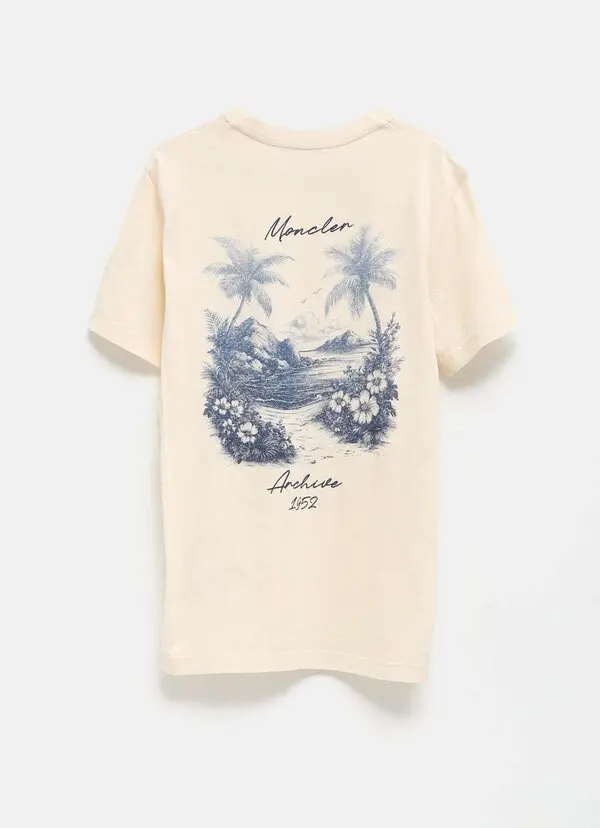 Moncler Archive Graphic Print T-shirt - Cream