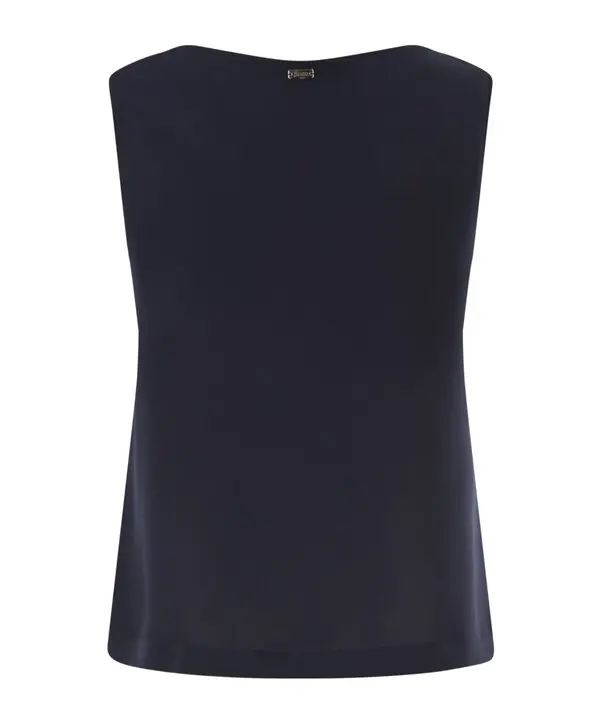 Herno Sleeveless V-neck Top With Side Button Details