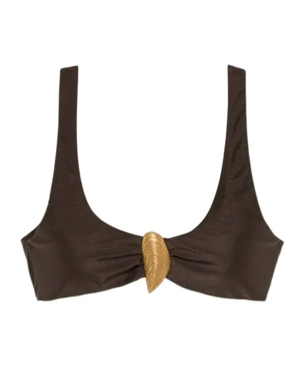 Simkhai Veyra Embellished Bikini Top - Chocolate-colored
