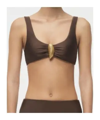 Simkhai Veyra Embellished Bikini Top - Chocolate-colored