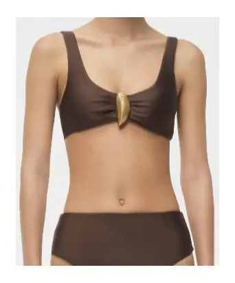 Simkhai Veyra Embellished Bikini Top - Chocolate-colored
