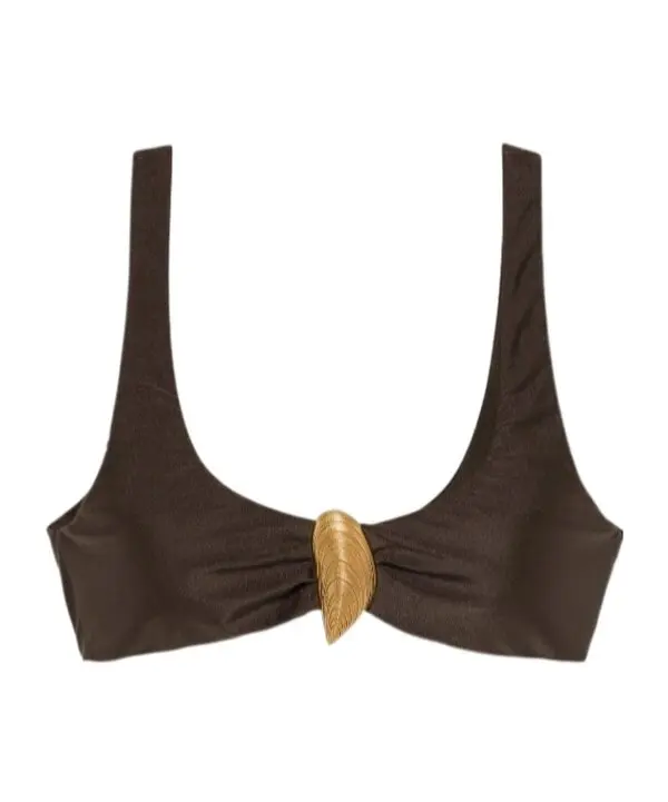 Simkhai Veyra Embellished Bikini Top - Chocolate-colored