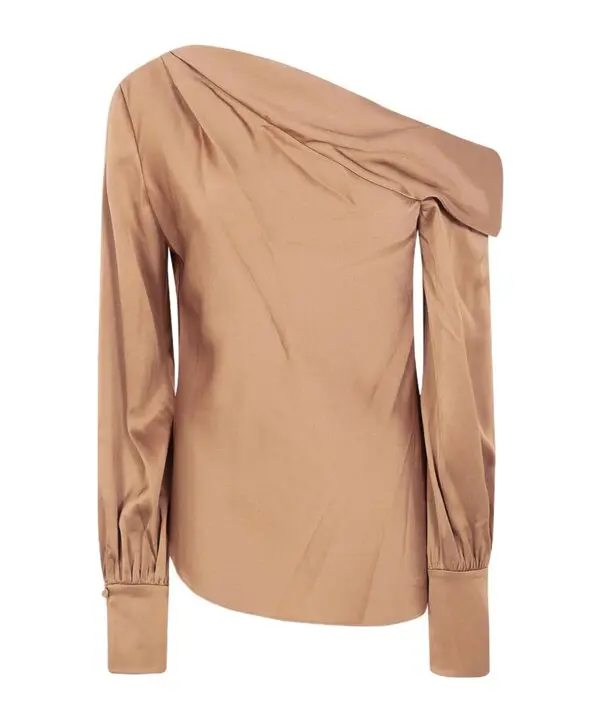 Simkhai Draped One-shoulder Long Sleeve Top