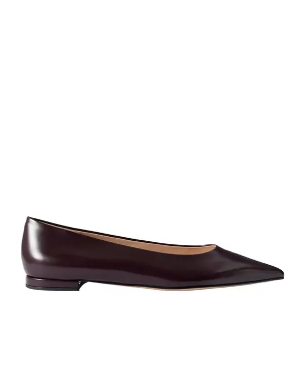 GIANVITO ROSSI Robbie Glossed-leather Ballet Flats - Black