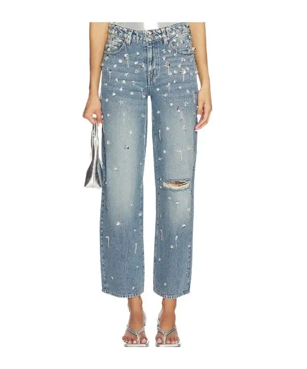 Simkhai Kydra Wide-leg Embellished Jeans