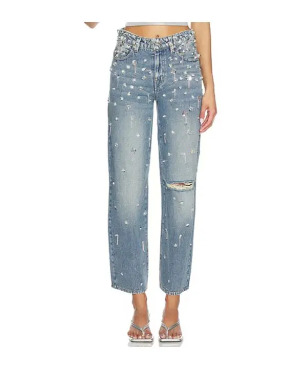 Simkhai Kydra Wide-leg Embellished Jeans