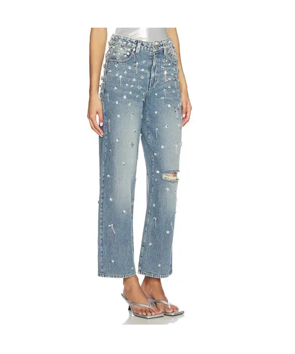 Simkhai Kydra Wide-leg Embellished Jeans