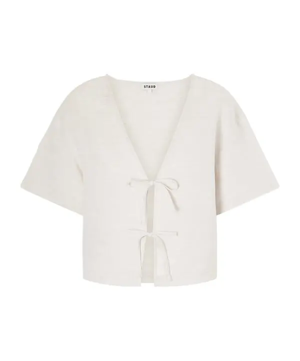 Staud Linen Tie-detailed Blouse - White