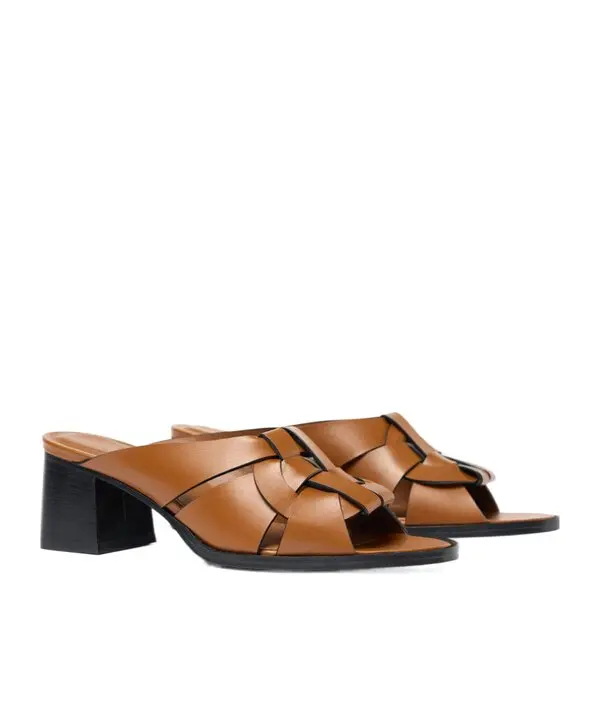 SCAROSSO Aida Woven Heeled Sandals - Brown