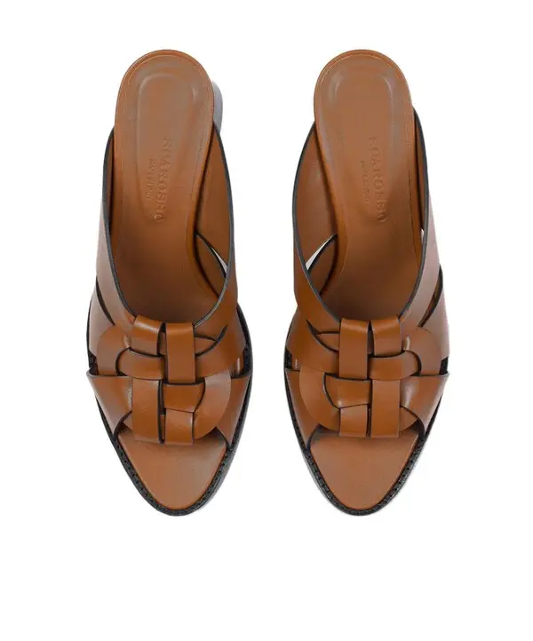 SCAROSSO Aida Woven Heeled Sandals - Brown