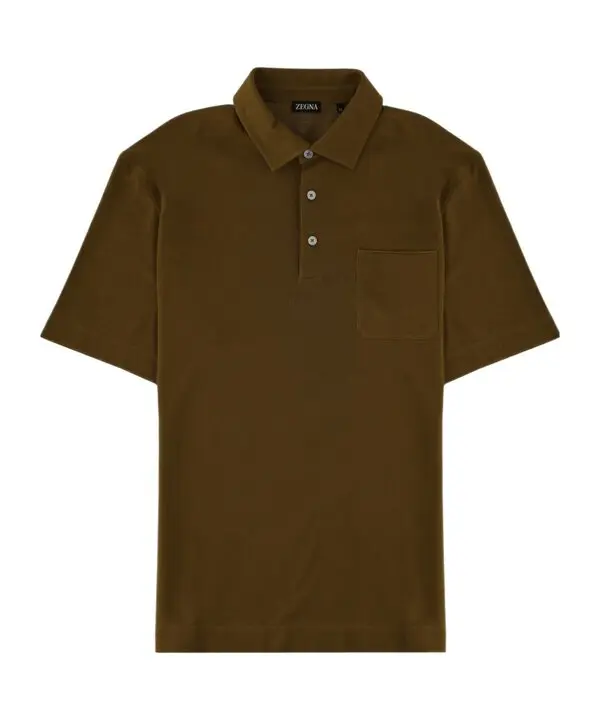 Zegna Chest Pocket Polo Shirt - Brown