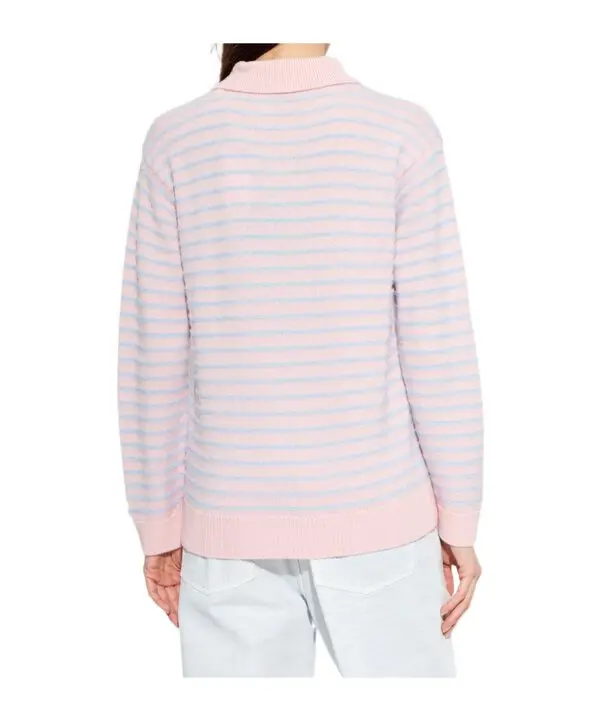 Casablanca Logo Embroidered Striped Knitted Polo Shirt