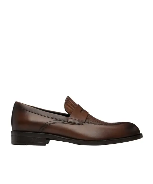 Hugo Boss Round Toe Loafers With Perforated Details