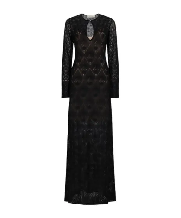 Blumarine Cutout Patterned Knitted Maxi Dress